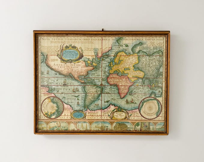 Framed 1691 Antique Johannes Janssonius World Map Reproduction ...