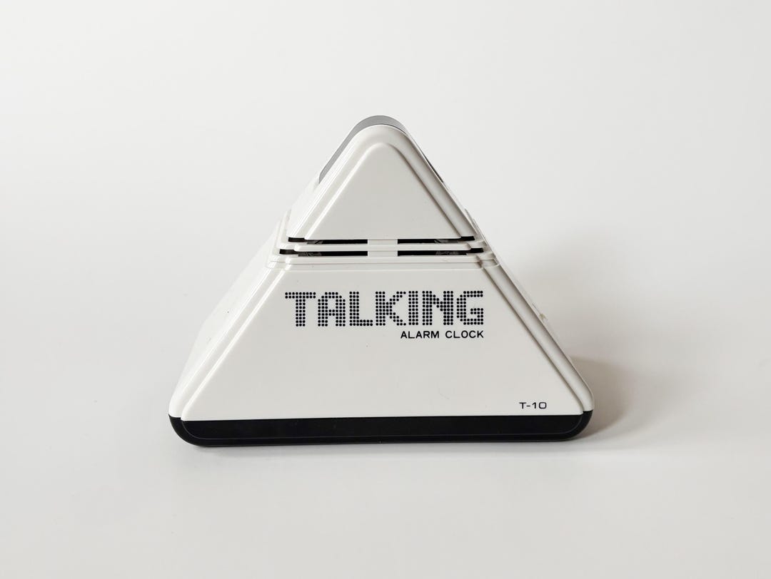 Retro 80s Talking Alarm Clock Geometric White Futuristic Pyramid Design ...