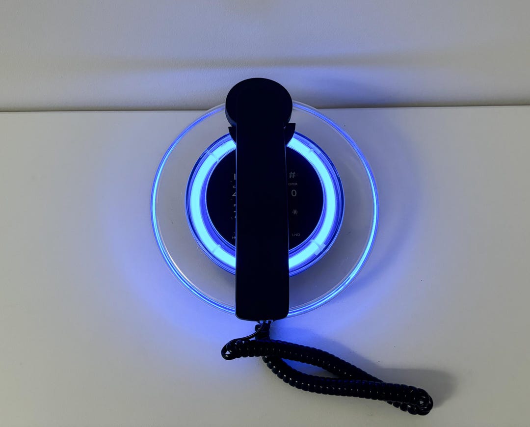 Retro Neon Light up Telephone Clear Round Futuristic Look Lite F/X ...