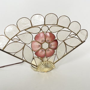 1980s Fan Seashell Lamp Made With Real Capiz Shell & Brass Base Accent ...