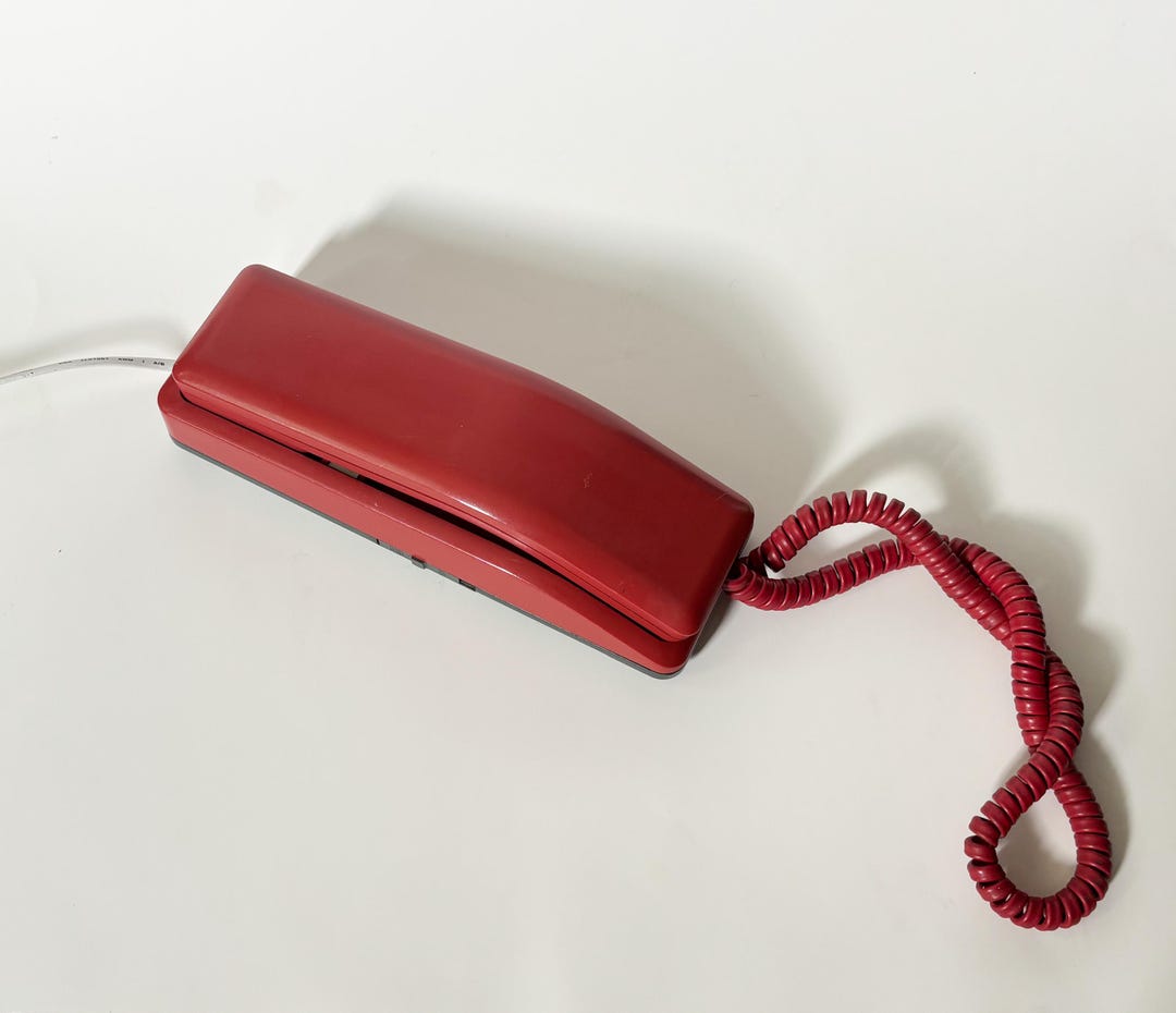 1990s Red NT Telephone W/ Grey Dial Pad Slim Retro Contempra Corded ...