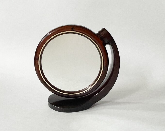Retro Vanity Mirror Amber Plastic Double Sided Rotating Mirror W ...