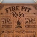 Personalized Fire Pit Rules Sign, Engraved Garden Decor, Fire Pit Decor ...