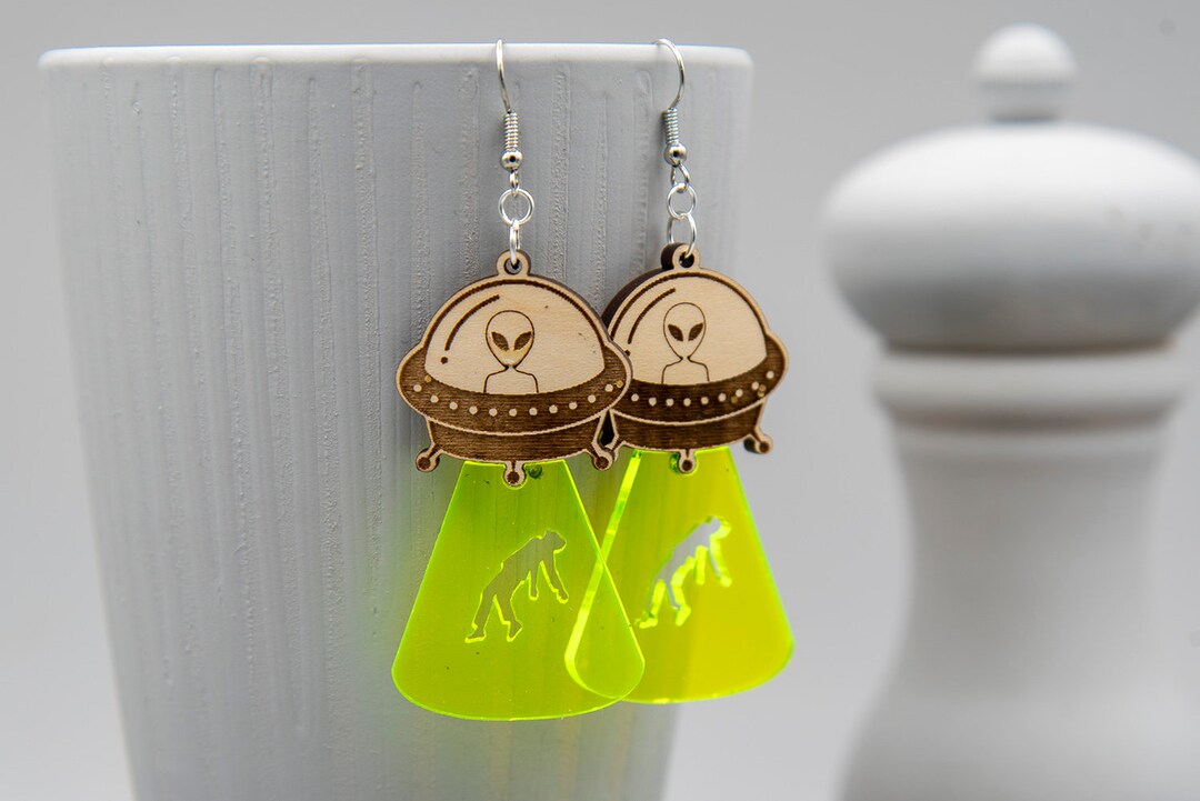 Alien Abduction Novelty Earrings | UFO - Etsy