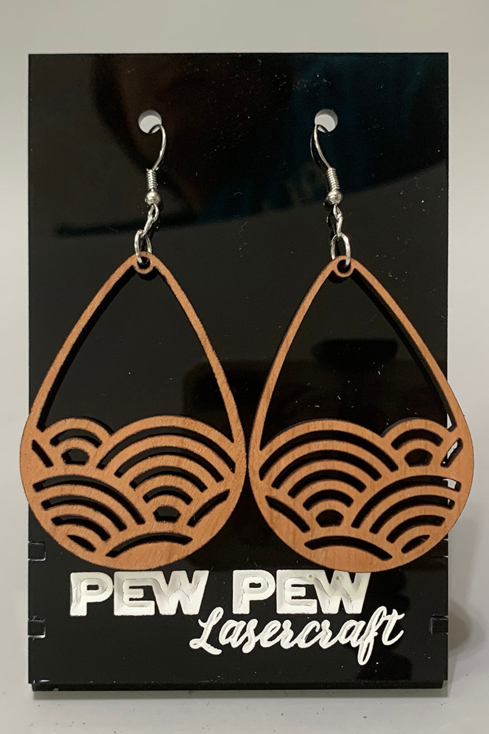 Waves Earrings | Laser-cut Cherry Wood Earrings, Gifts for Her ...