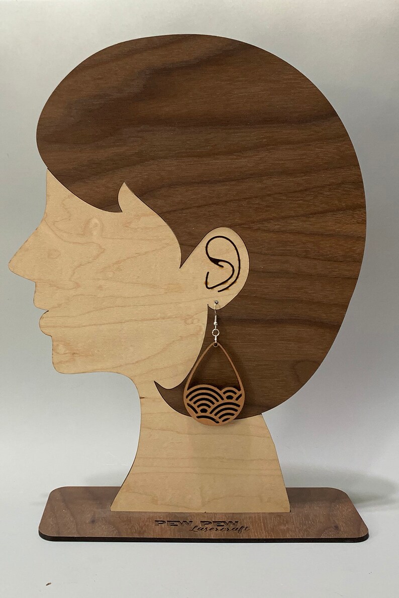 Waves Earrings | Laser-cut Cherry Wood Earrings, Gifts for Her ...