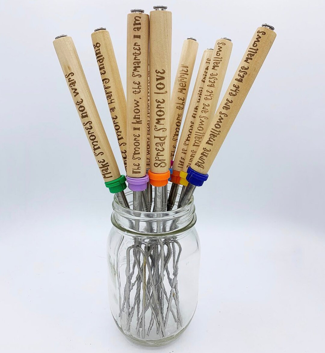 Laser Engraved S'mores Roasting Sticks | Funny Marshmallow Roasting ...