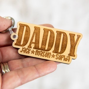Personalized Wood Dad Keychain, Father's Day Gift, Personalized With ...