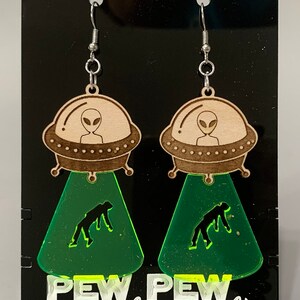 Alien Abduction Novelty Earrings | UFO - Etsy