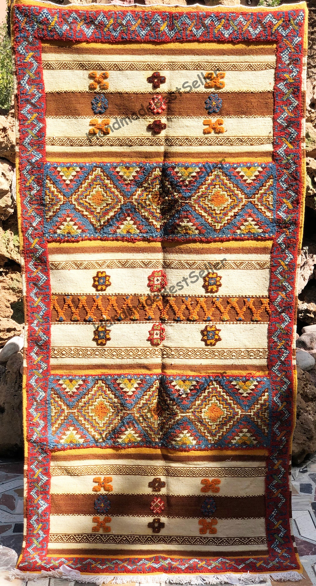 Glaoui Moroccan Kilim Rug: Vintage Berber Wool Carpet - Etsy