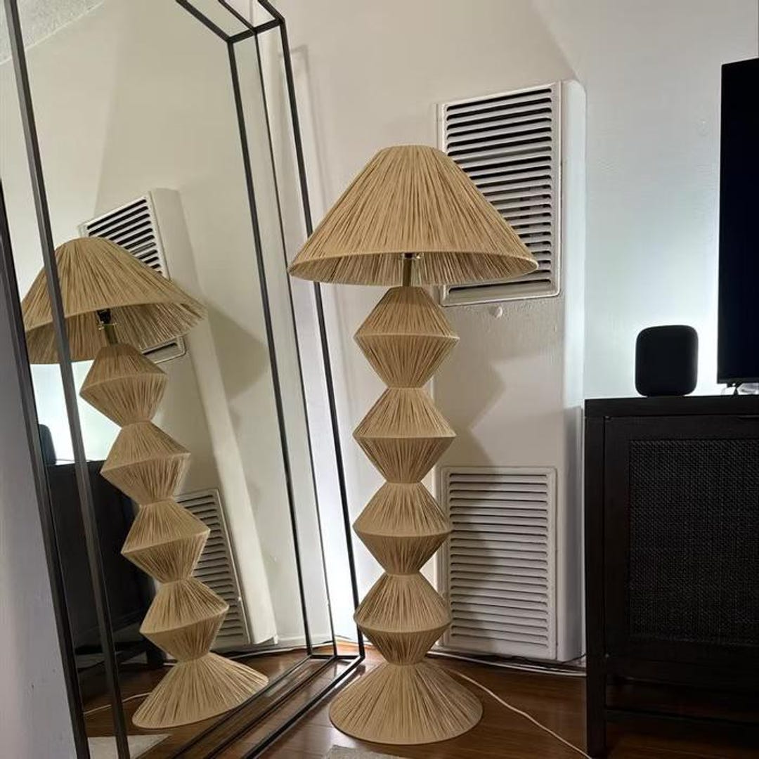 NATURAL Floor Raffia Lamp, Raffia Lampshade, TABLE LAMPSHADES Moroccan ...