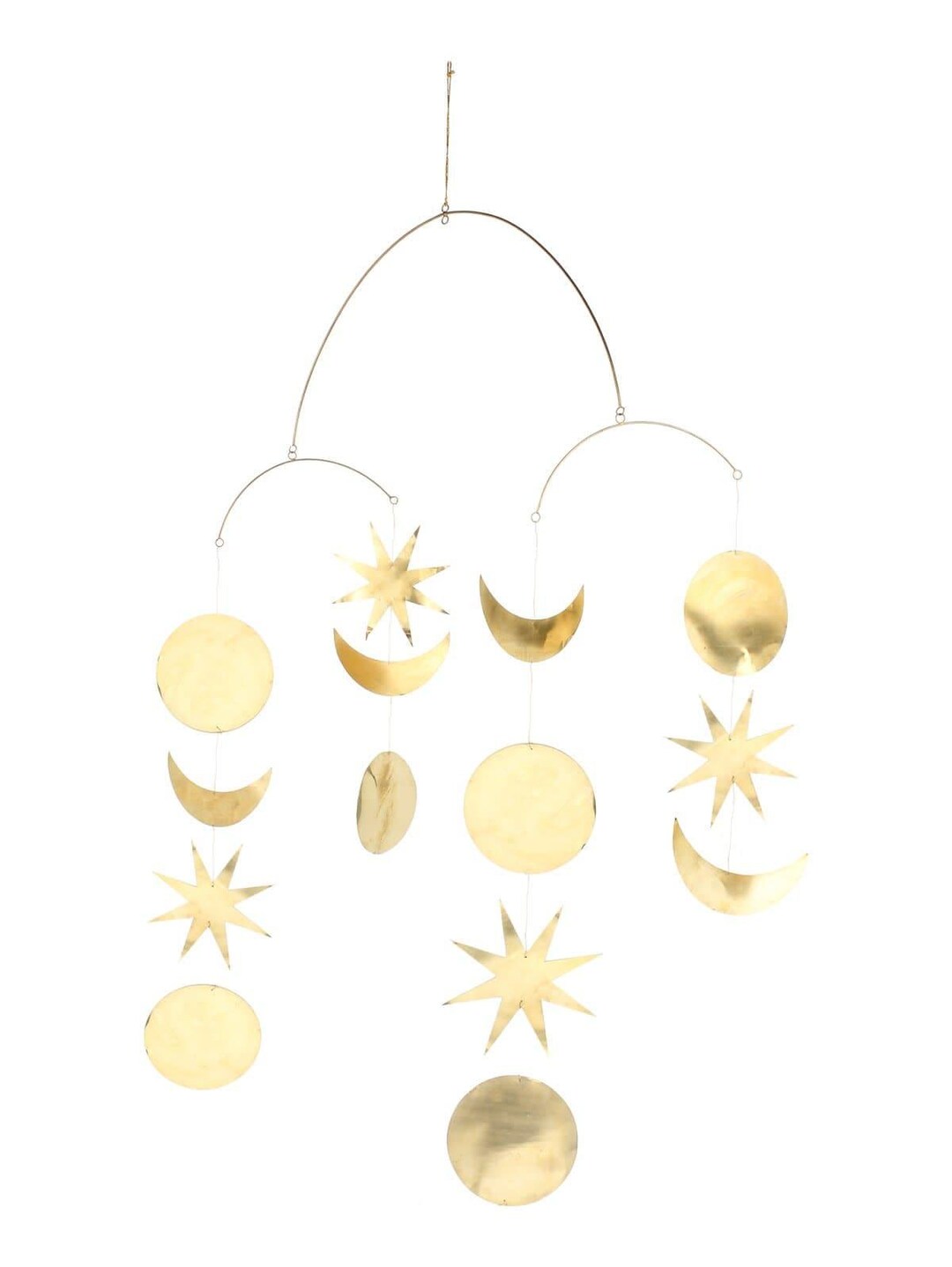 Brass Wall Hanging Celestial Wall Decor Boho Mobile - Sun - Moon Phases ...