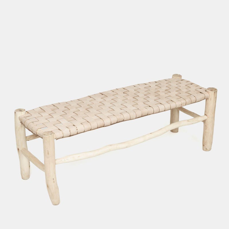 Woven Leather Bench - Etsy