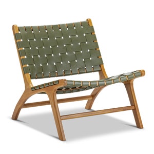 Wood Chair and Braided Leather From Morocco Armchair in Wood and Woven ...