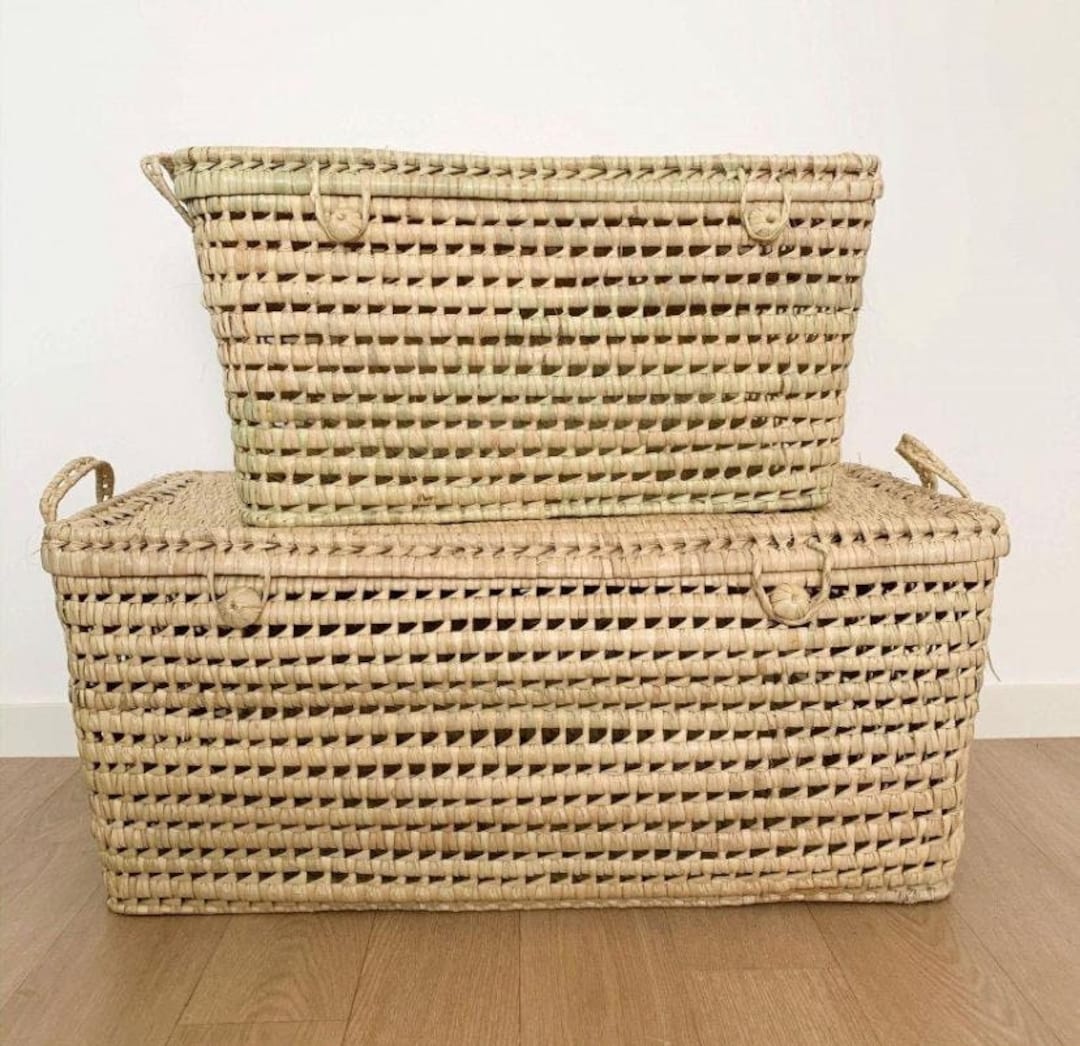 Handmade Palm Leaf Wicker Storage Trunk: Toy Box Chest - Etsy