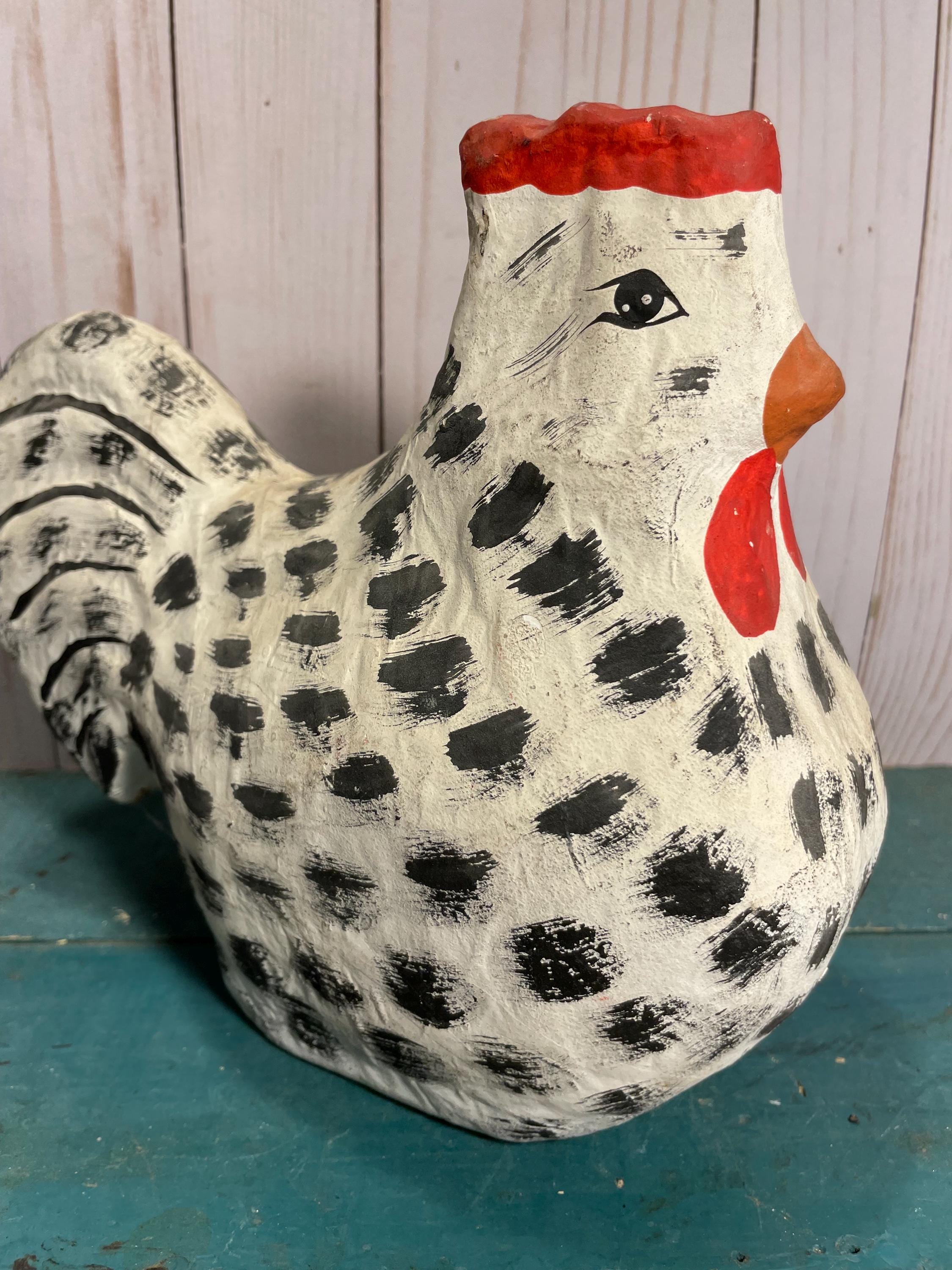 Paper Mache Chicken, Folk Art, Country Kitchen, Farmhouse - Etsy