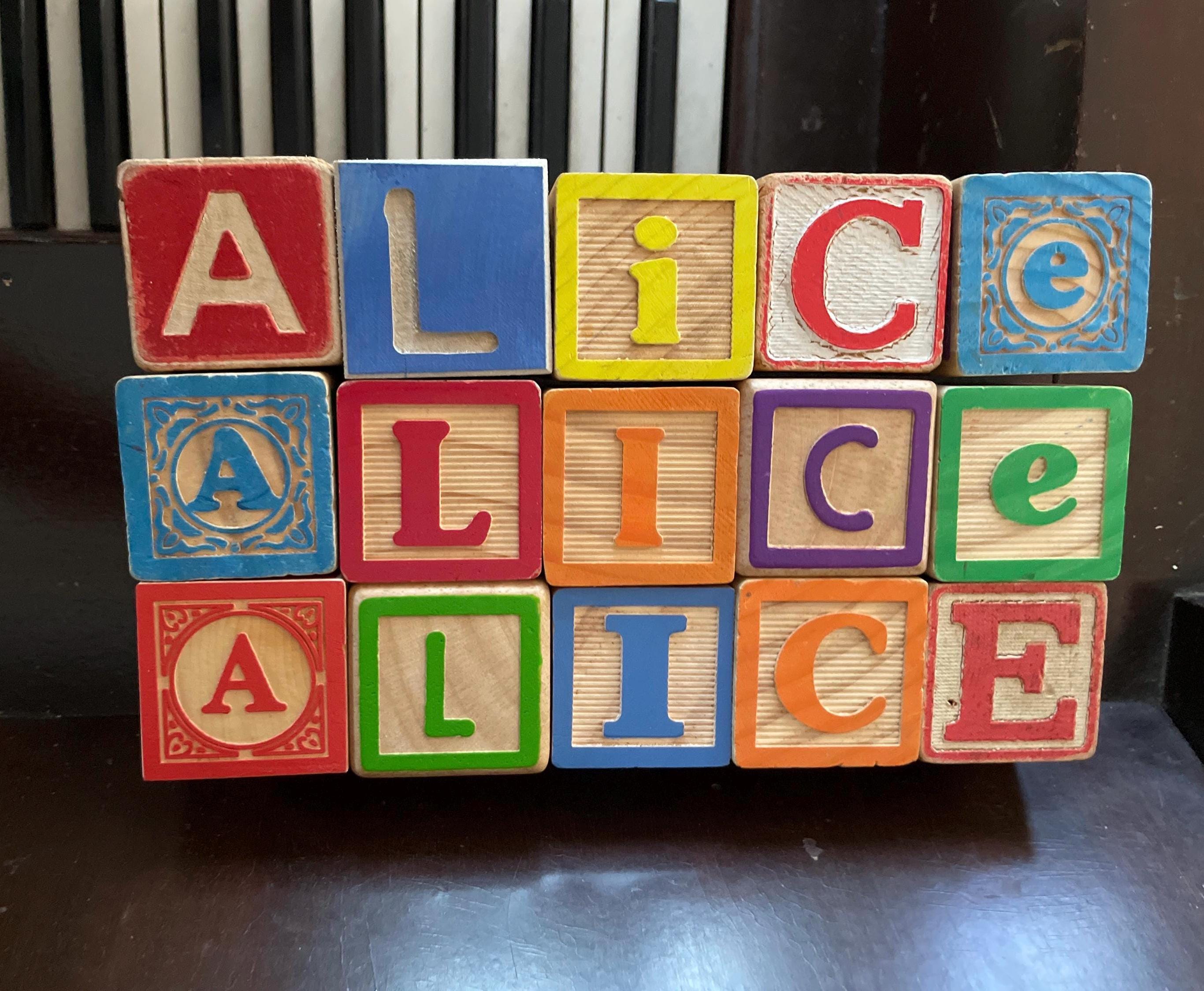 Vintage Alphabet Blocks, Wooden Letter Blocks, Various Fonts, Colors ...