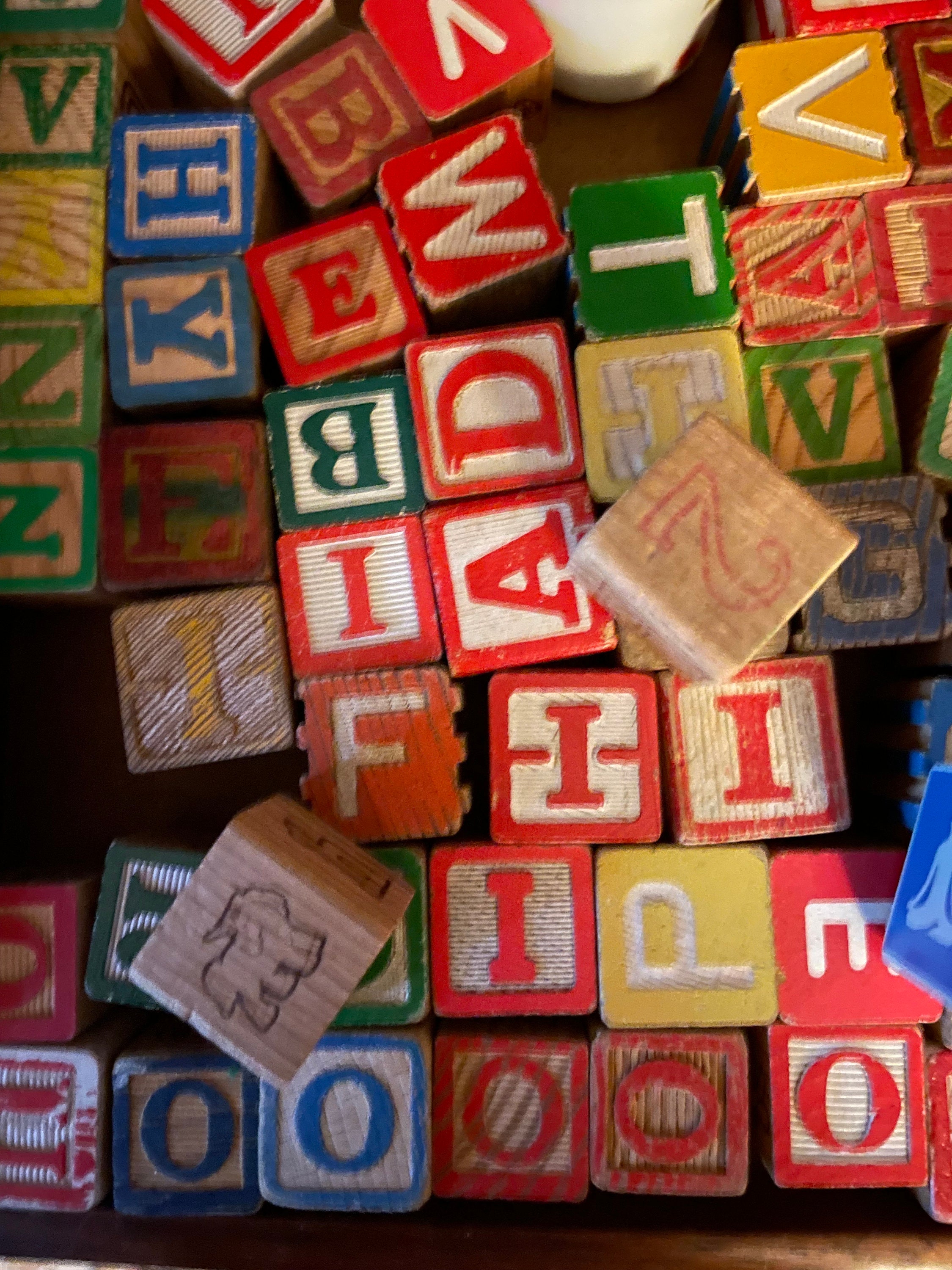 Vintage Alphabet Blocks, Wooden Letter Blocks, Various Fonts, Colors ...