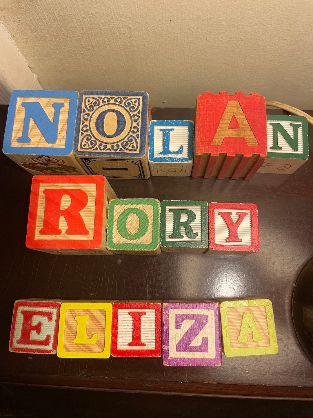Vintage Alphabet Blocks, Wooden Letter Blocks, Various Fonts, Colors ...
