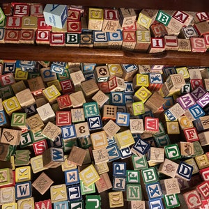 Vintage Alphabet Blocks, Wooden Letter Blocks, Various Fonts, Colors ...