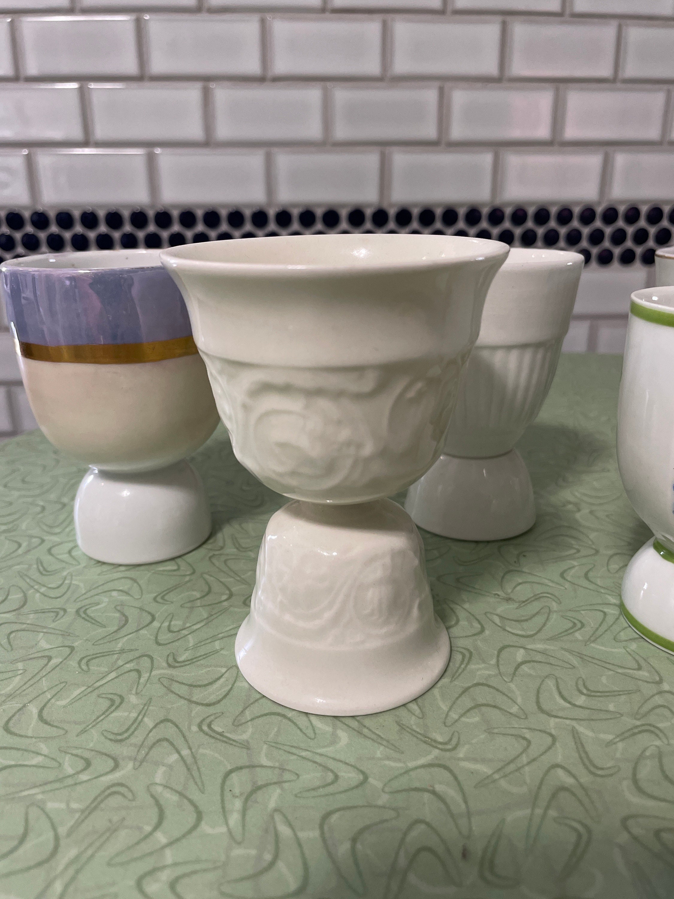 Double Size Egg Cups, Vintage Egg Cups, Porcelain Egg Cups, Farmhouse ...