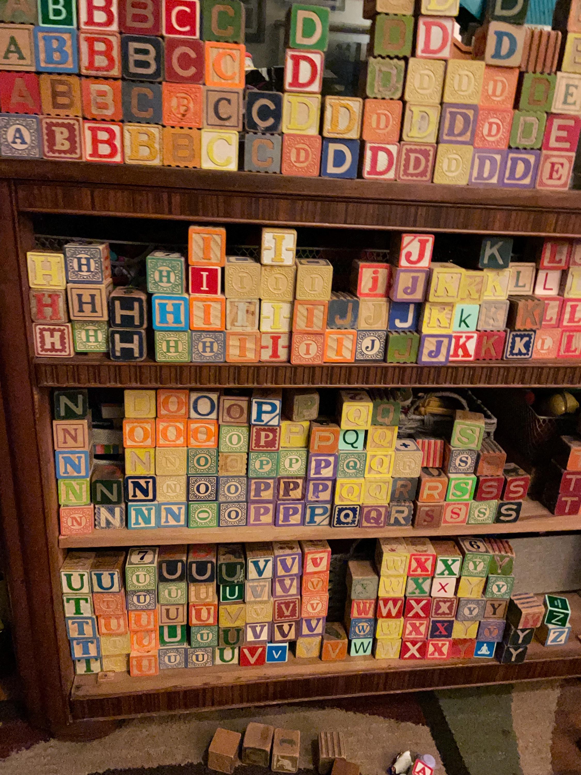 Vintage Alphabet Blocks, Wooden Letter Blocks, Various Fonts, Colors ...