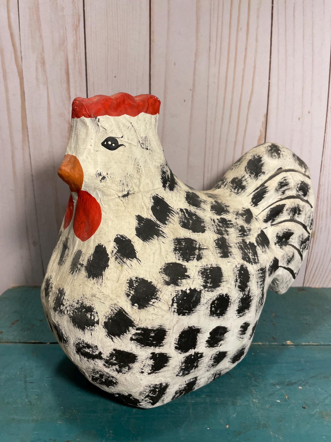 Paper Mache Chicken, Folk Art, Country Kitchen, Farmhouse - Etsy
