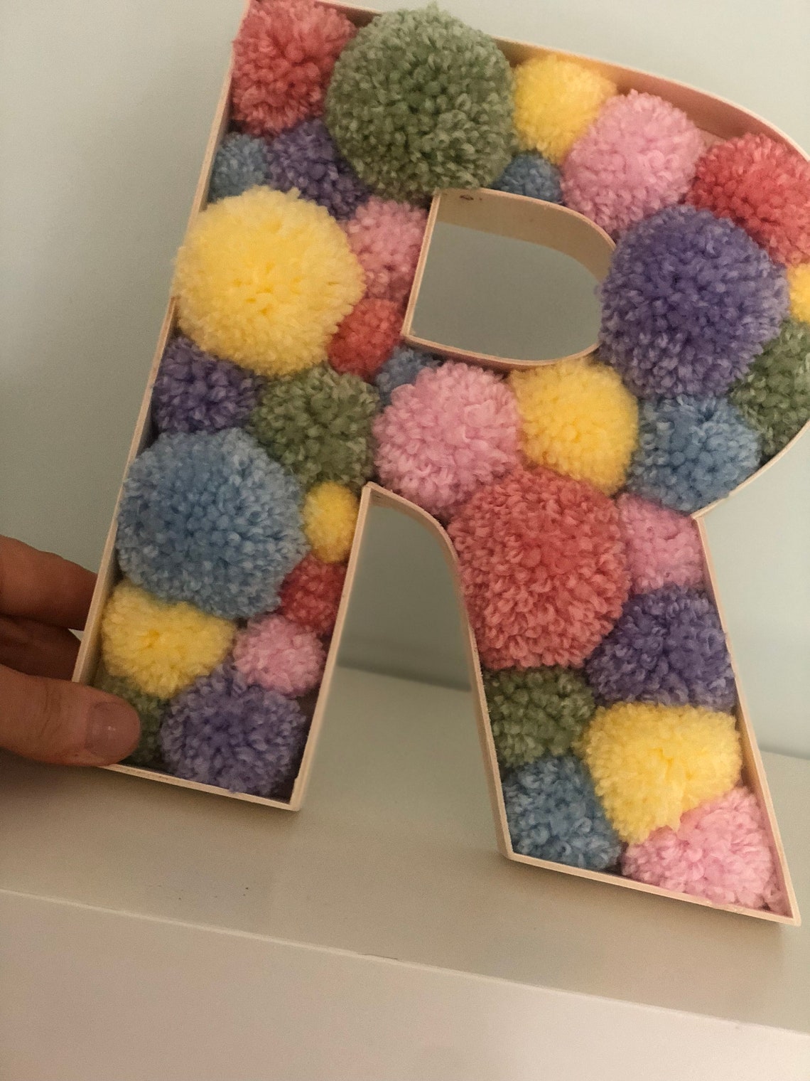 Wooden Pom Pom Filled Alphabet Letter Great for Childrens Bedroom or ...