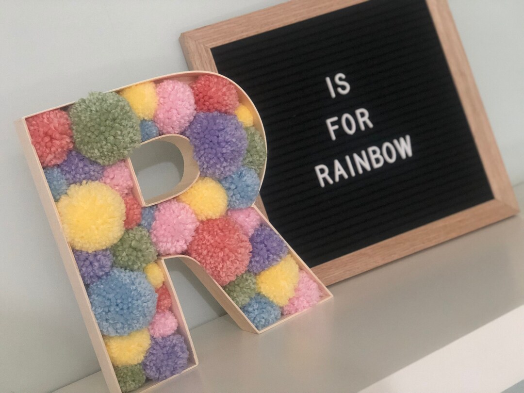 Wooden Pom Pom Filled Alphabet Letter Great for Childrens Bedroom or ...