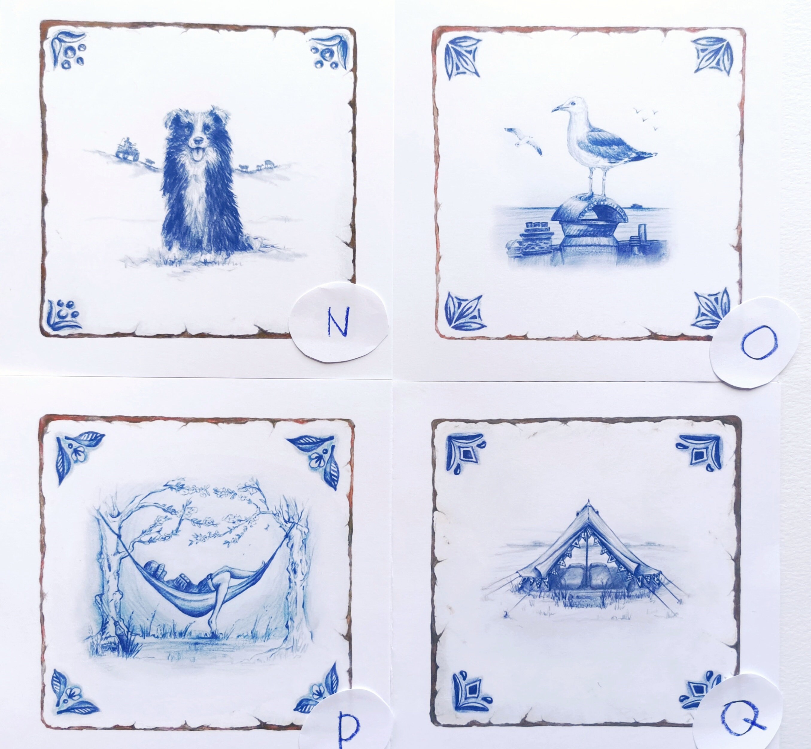 Floral Love Heart Greetings Card / Notelet Blue and White - Etsy