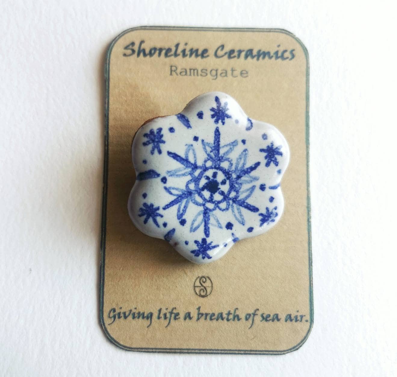 Handmade ceramic flower brooch blue and white pottery floral | Etsy