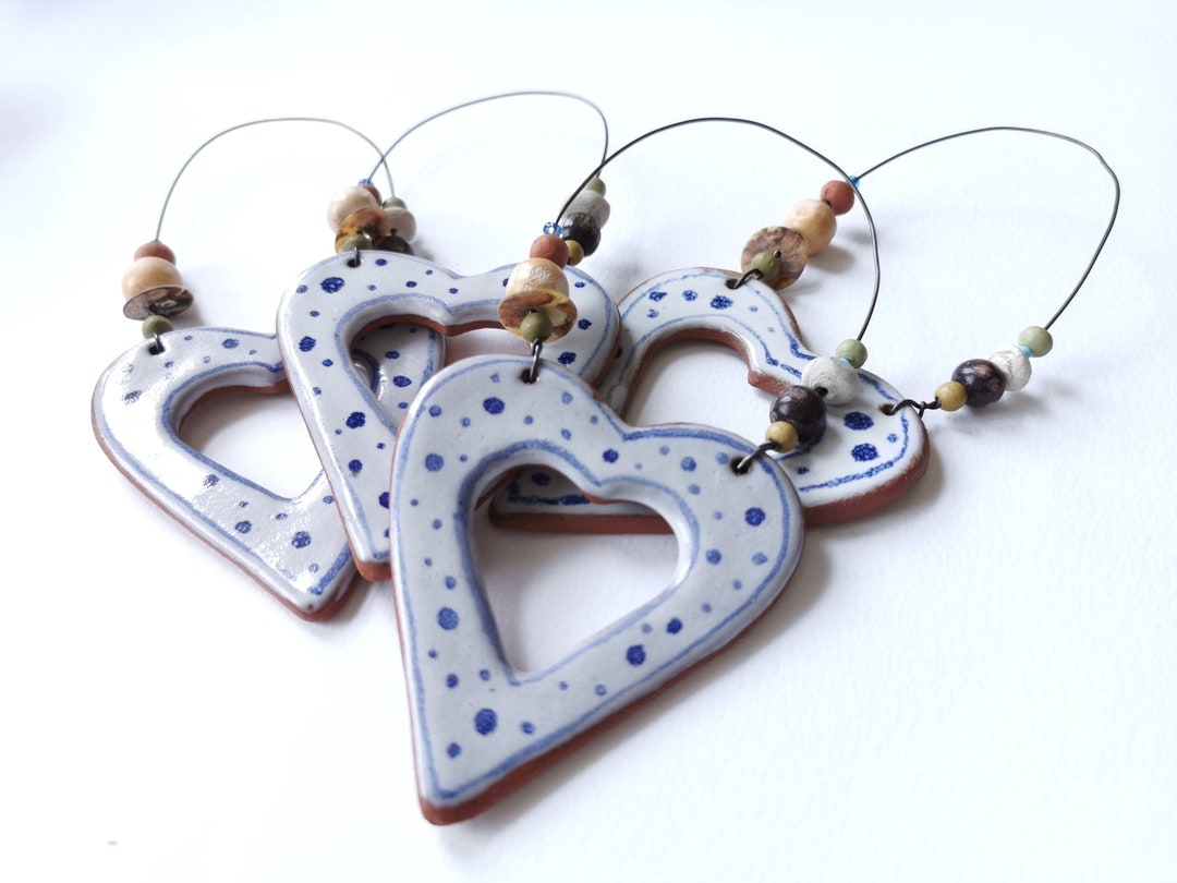 Pretty; Blue; White; Heart Decoration; Dots; Coastal Style; Beach ...