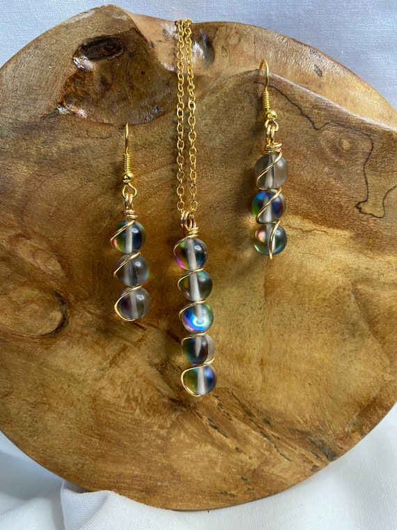 Rainbow Auro Gold Twisted Set | Etsy