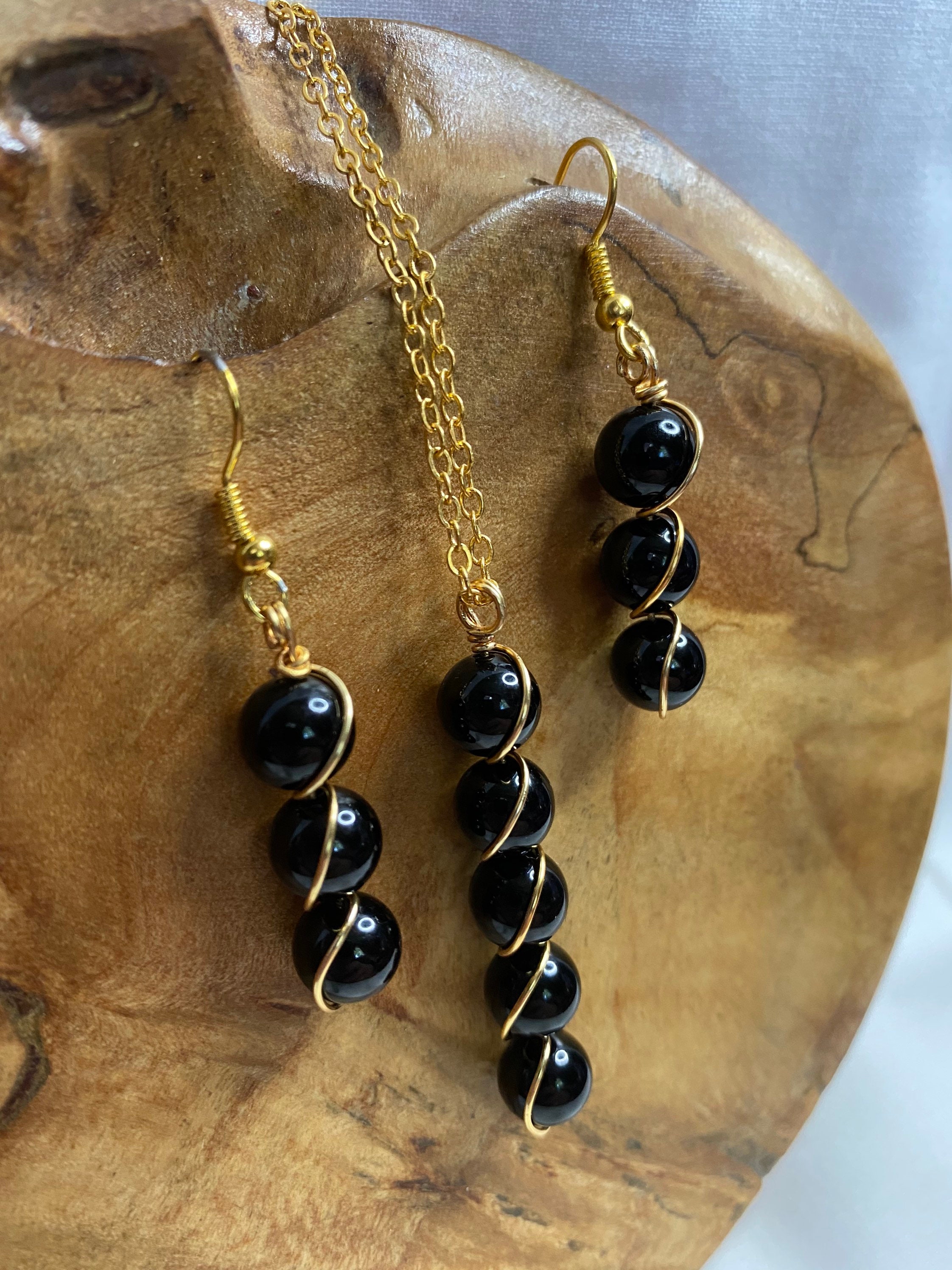 Obsidian Gold Twisted Set - Etsy