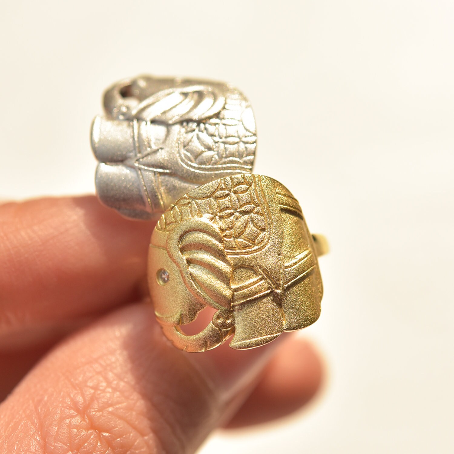 Gold Elephant Ring solid 18k gold Diamond Ring Elephant | Etsy