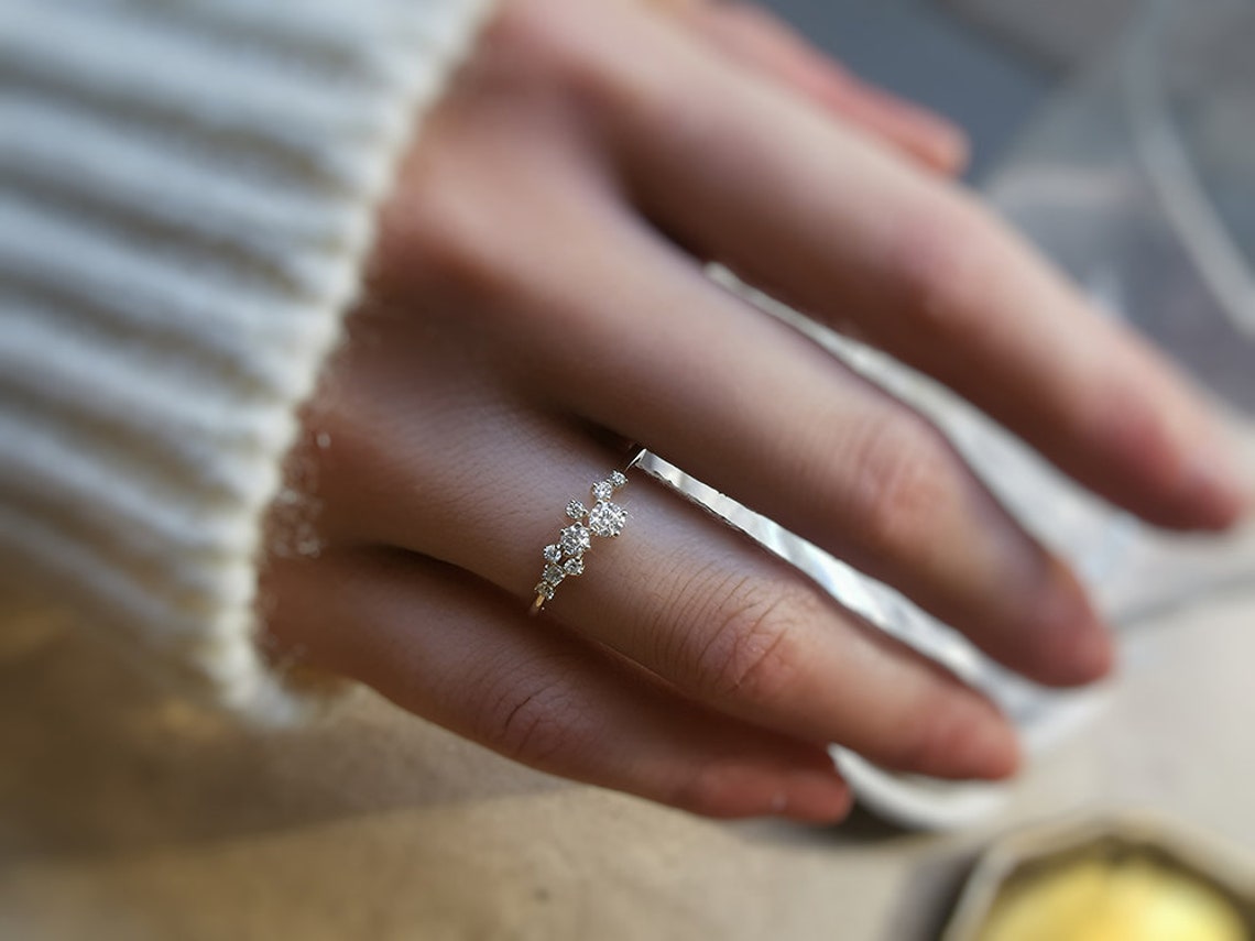 Cluster Ring in 925 Sterling Silver / CZ Diamond Cluster Ring - Etsy