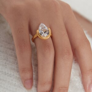 Pear Engagement Ring Drop Diamond Ring Gold Ring Silver Ring Promise ...