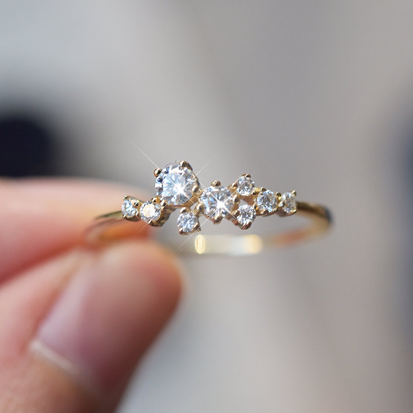 Cluster Ring in 925 Sterling Silver / CZ Diamond Cluster Ring - Etsy