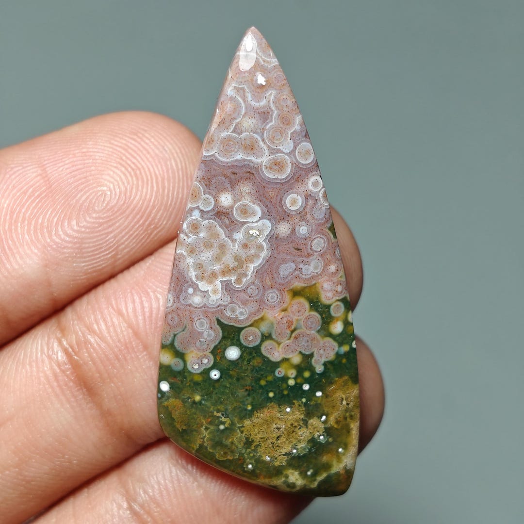 Ocean Jasper Cabochon | Freeform Gemstone for Jewelry Making | 43x18x5 ...