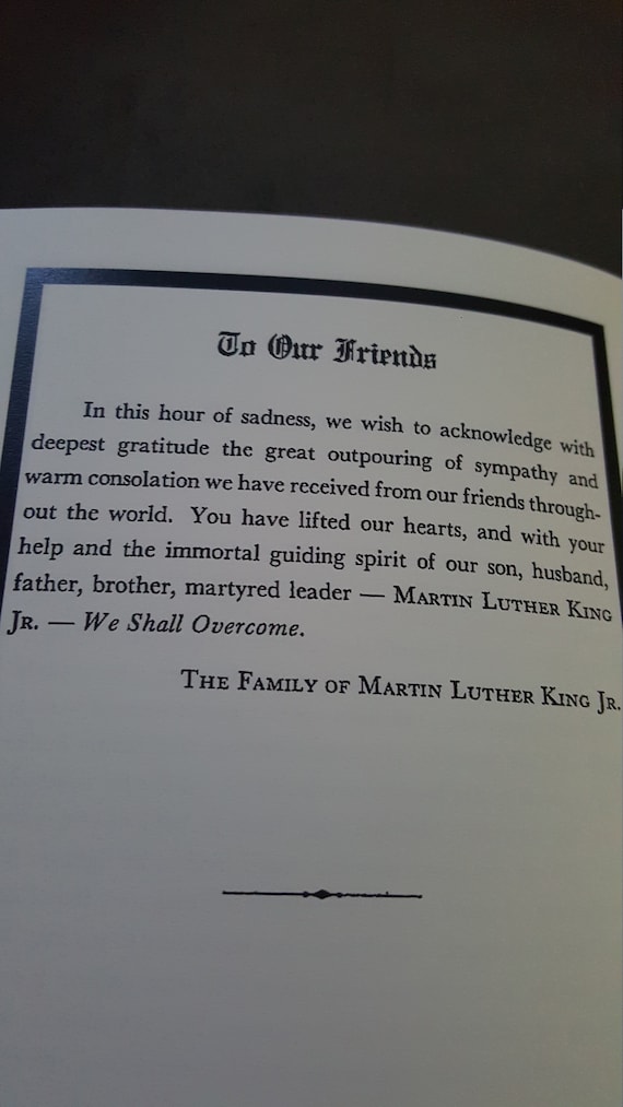Martin Luther King Jr Funeral Program