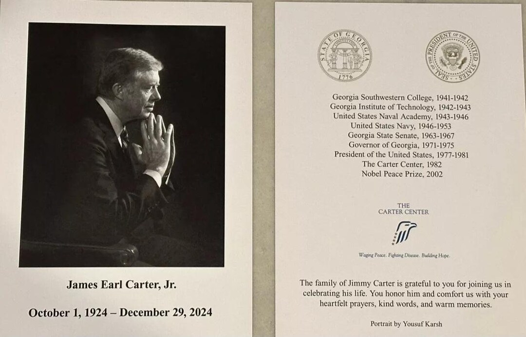 President Jimmy Carter Lying in State Repose Memorial Prayer Card - Etsy