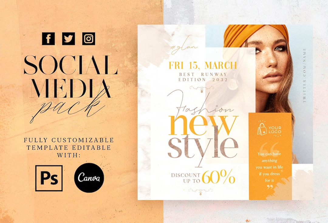 Social media, modello volantino, volantino moda, volantino boutique ...