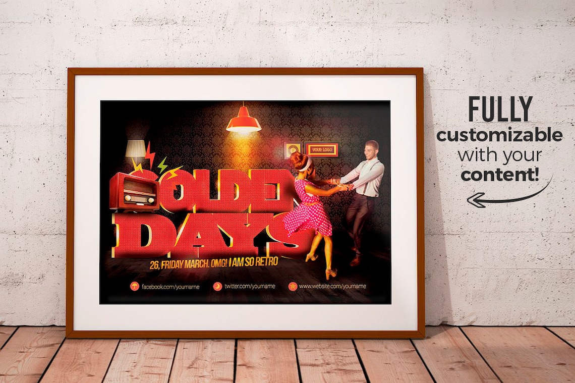 Flyer Template, Psd Template, Instant Download, 50s, 60s, 70s, 80s ...