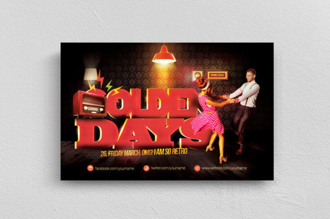 Flyer Template, Psd Template, Instant Download, 50s, 60s, 70s, 80s ...