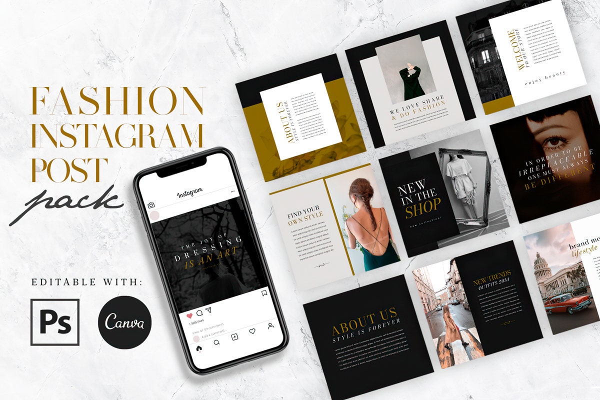 Instagram Templates, Pack, Instagram Post, PSD Template, CANVA Template ...