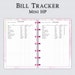 Mini HP Bill Tracker Printable Bill Tracker Printable Budget Inserts ...