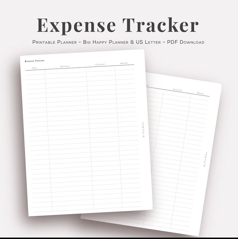 Big Happy Planner & US Letter Printable Expense Tracker Digital ...
