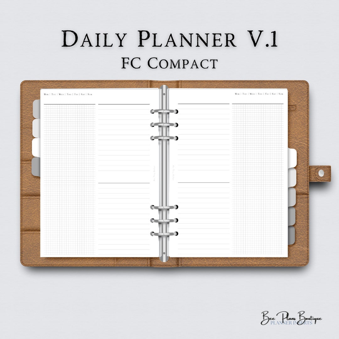 FC Compact Printable Daily Planner Elegant Undated Organizer With Grid ...
