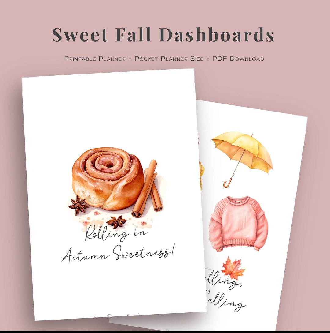 Pocket Planner Printable Autumn Planner Dashboard Digital Download Fall ...
