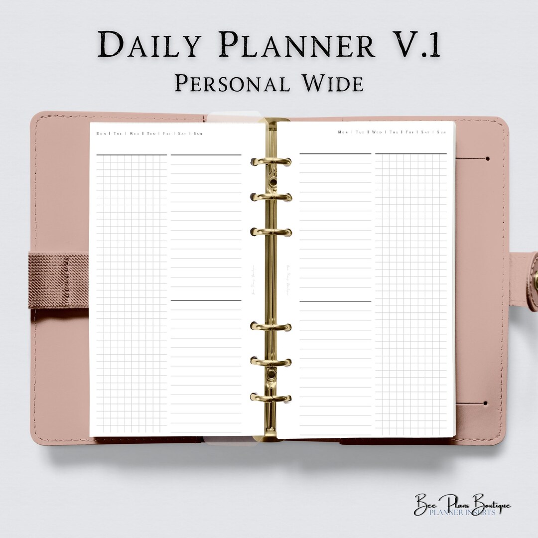 Personal Wide Printable Daily Planner Elegant Undated Organizer With ...